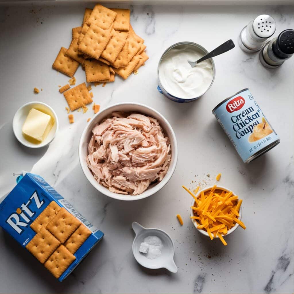 Easy 4 Ingredients Ritz Cracker Chicken Casserole