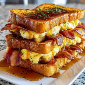 15 Minute Bourbon Maple Bacon Stuffed Toast Recipe